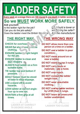 Occupational Health and Safety (OHS) LADDER SAFETY AT WORK NOTICE - A4 ...
