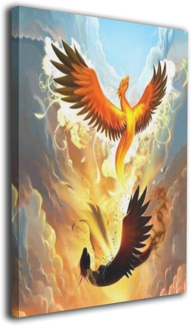 Phoenix Rising from Ashes Wall Art Canvas Print Wooden Frame Abstract ...