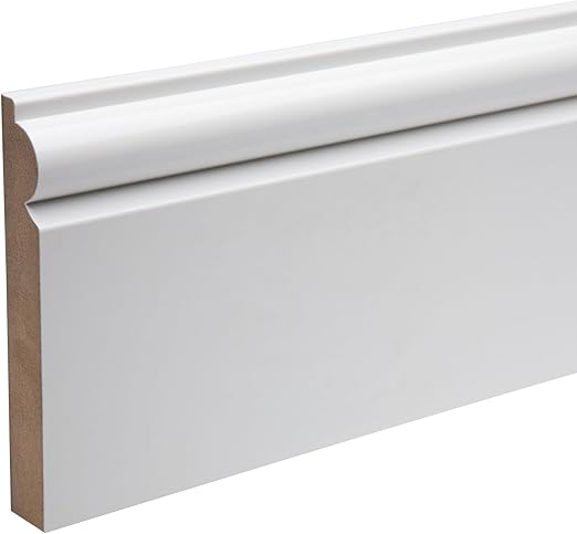 White Pre-Primed MDF Skirting Board - Torus Design 119mm x 18mm x ...