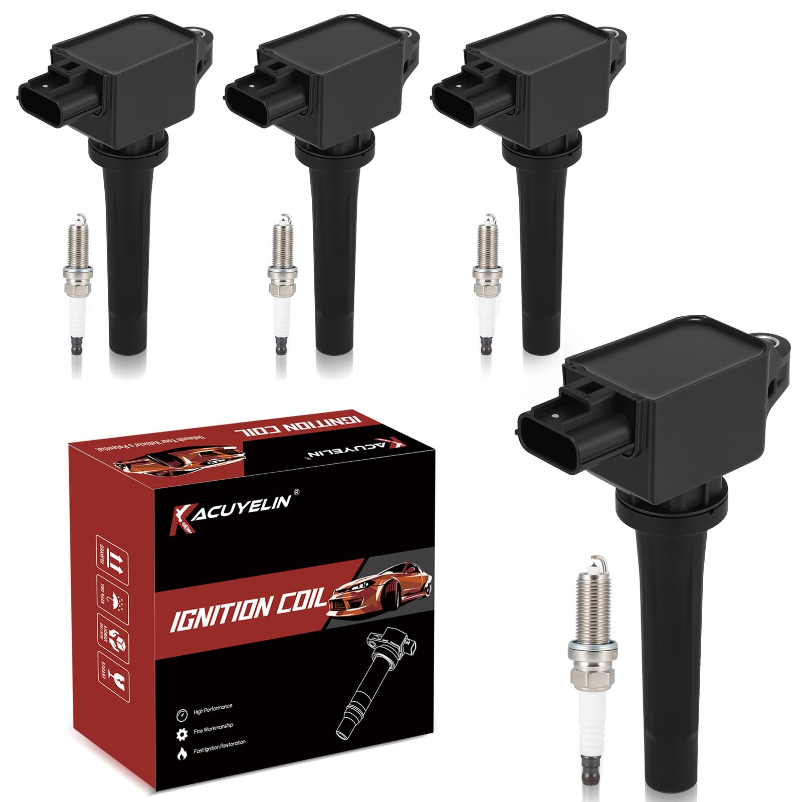 UF656 Ignition Coil Pack and Iridium Spark Plugs Set of 4 Compatible ...
