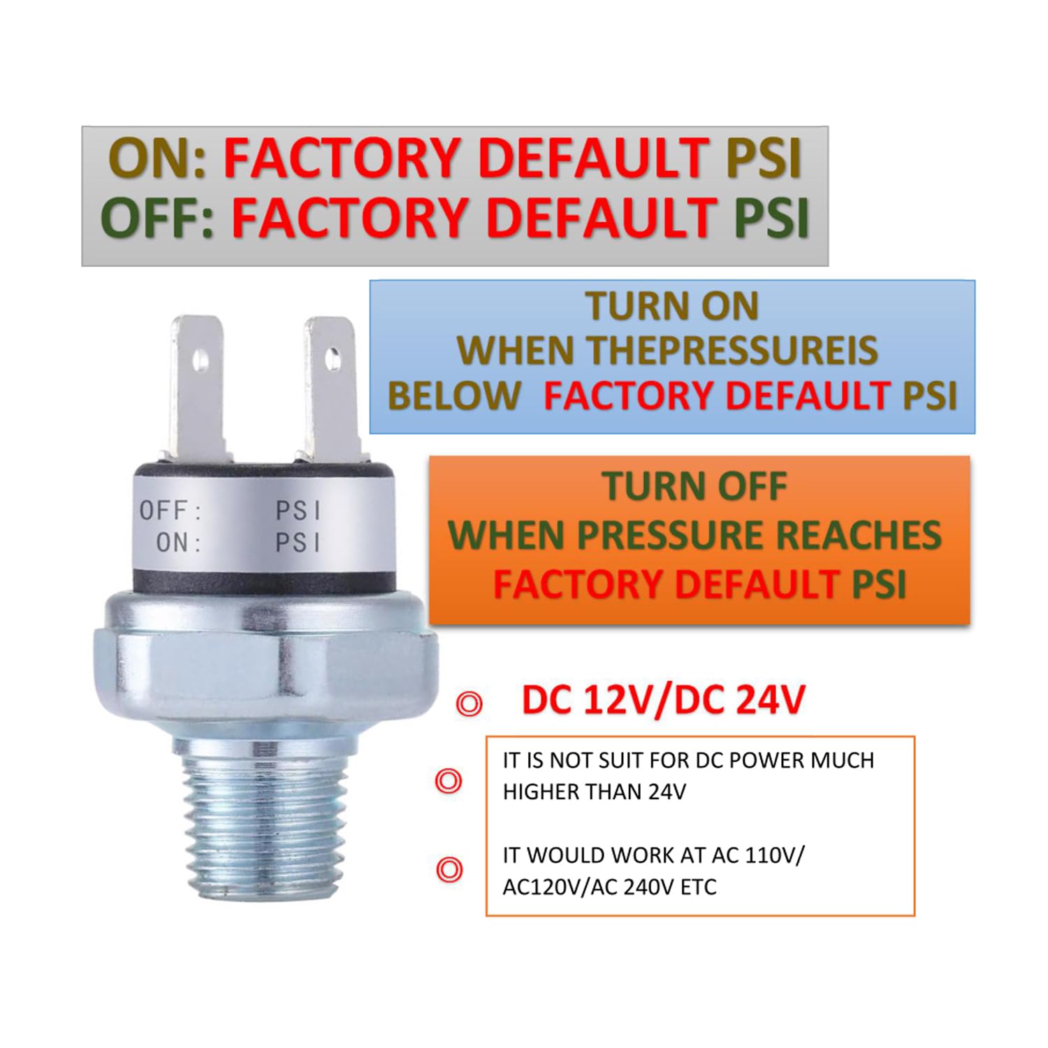 Mua 2 Pack Pressure Switch 120-150 PSI Air Compressor Pressure Switch 1 ...