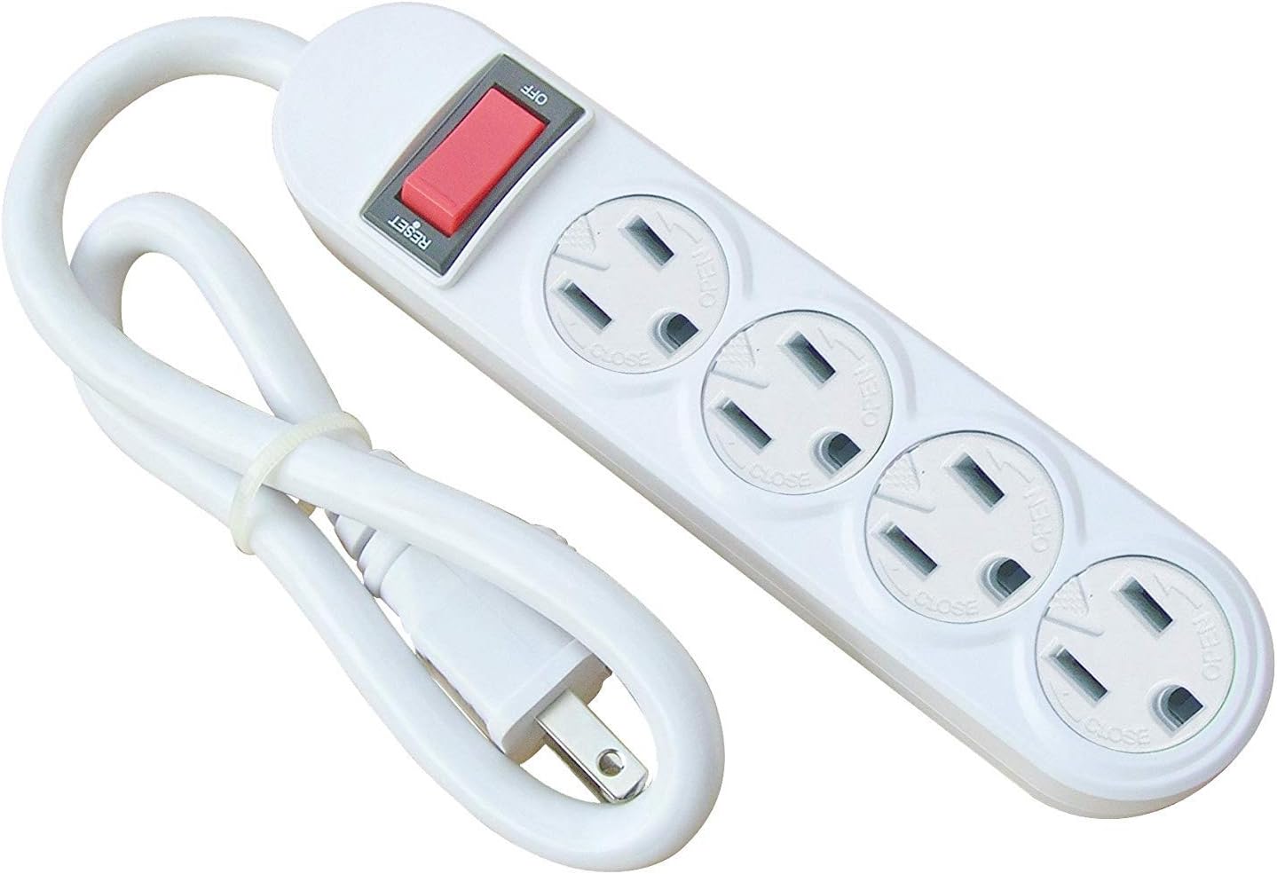 Woods 41299 Power Strip with Overload Safety Feature, 4 Outlets, 1.5 ...