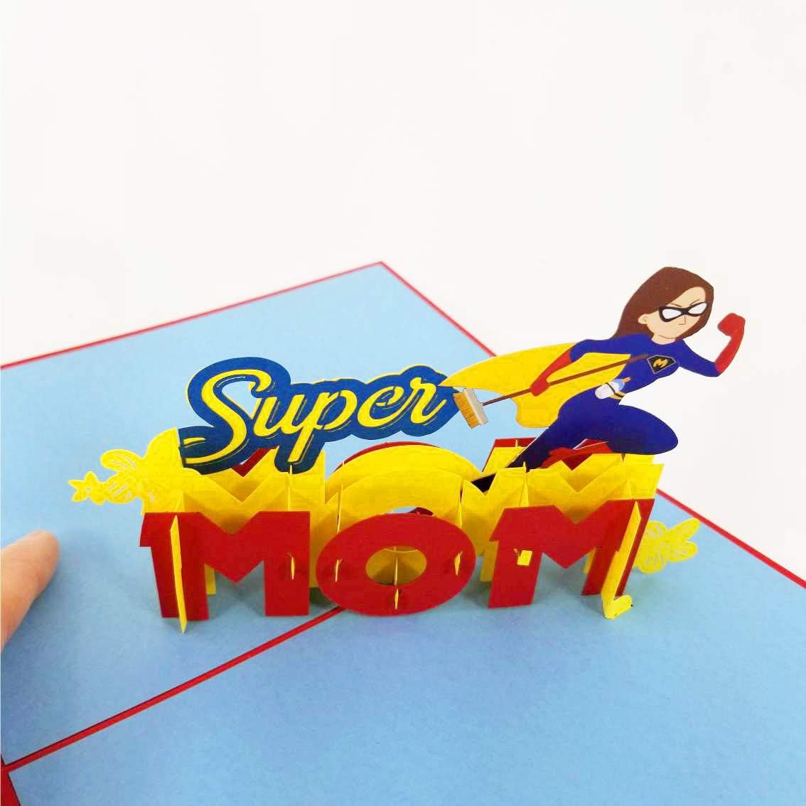Amazon.com : Super Mom Pop Up Card - Mother’s Day Card, Birthday Card ...