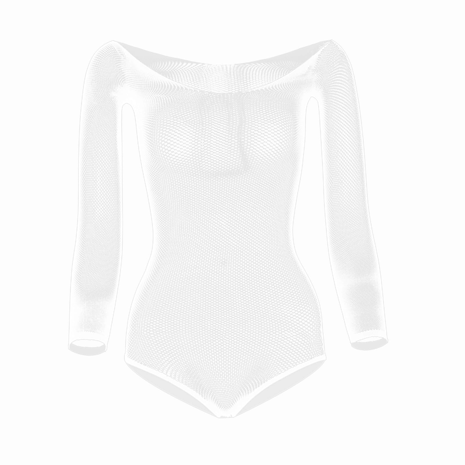 Tosmifairy Women's Sexy Teddy Sheer Fishnet Off Shoulder Long Sleeve ...