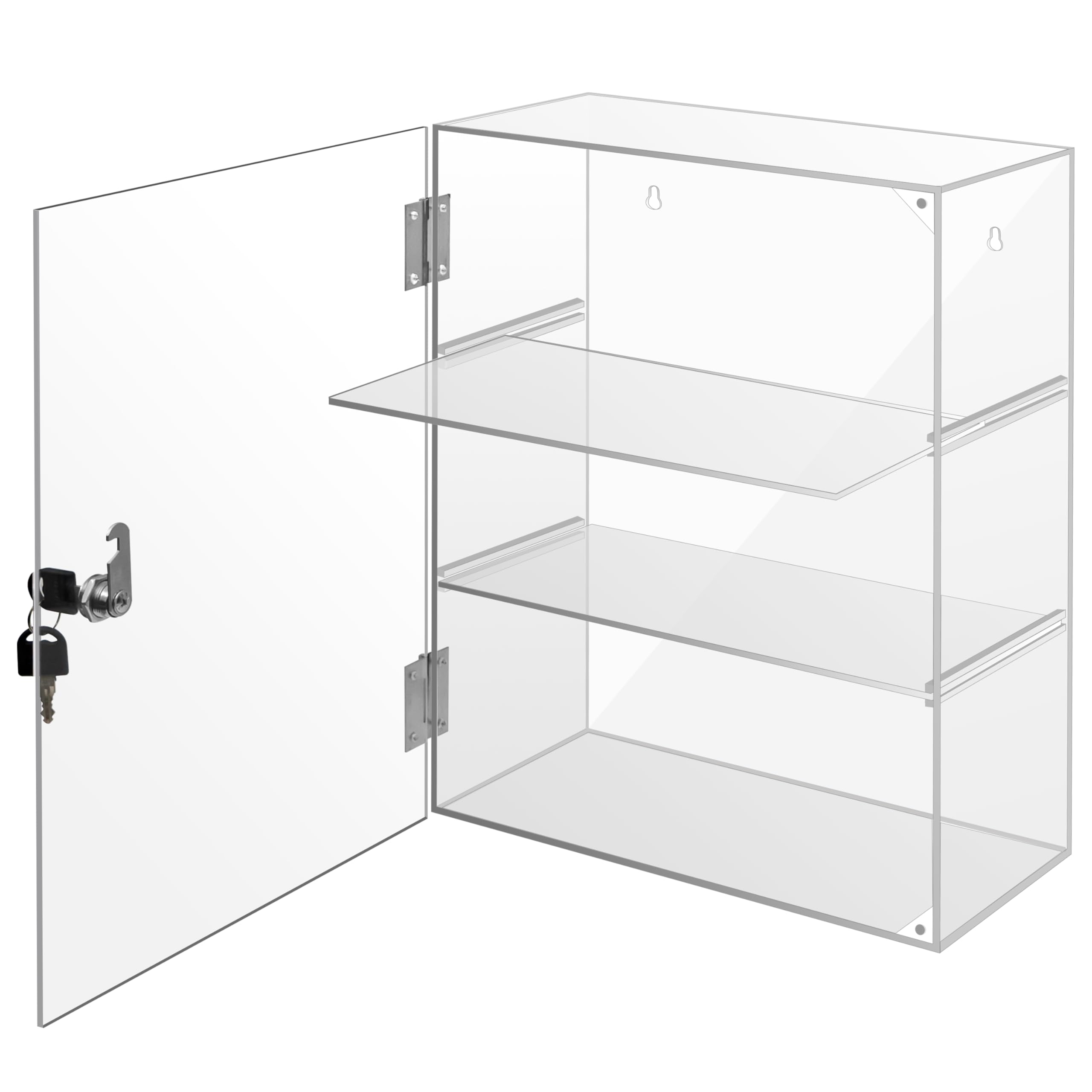 Locking Display Case, Removable 3-Tier Acrylic Display Case with Lock ...