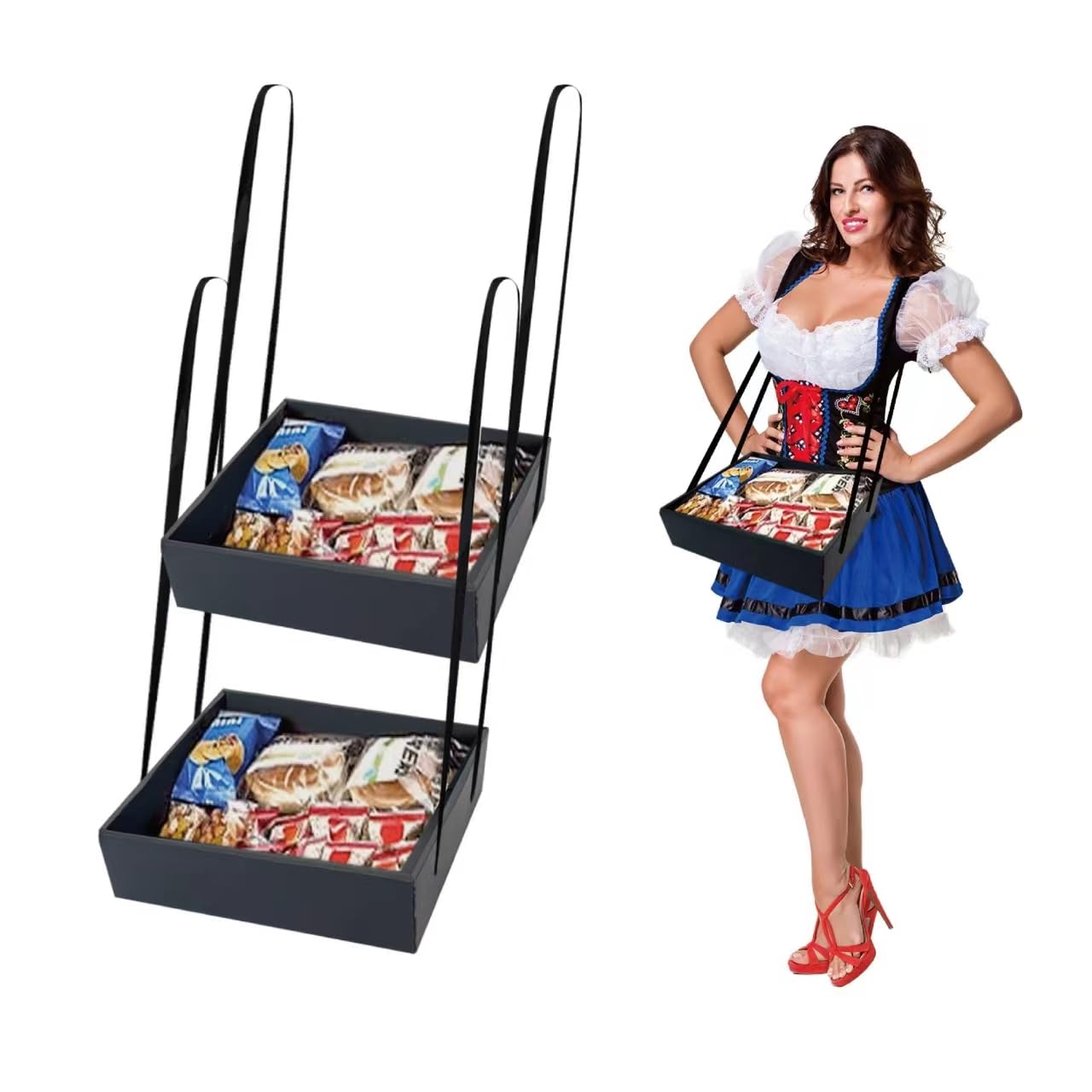 Wearable Party Black Tray Snack and Beverage Carrier Foldable Drink ...