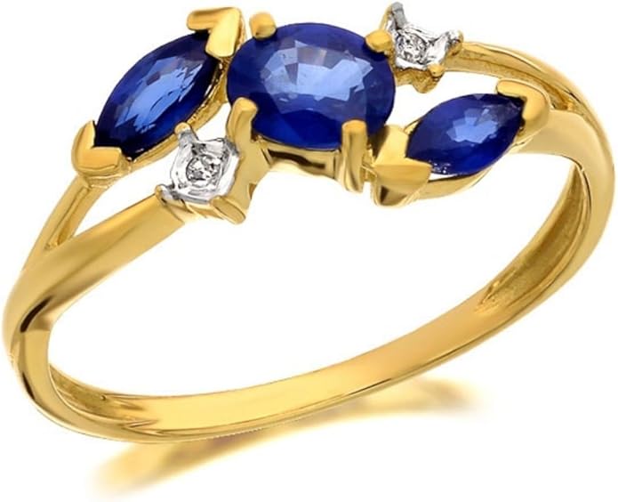 F. Hinds Womens Jewellery 9ct Yellow Gold Sapphire And Diamond Corsage ...