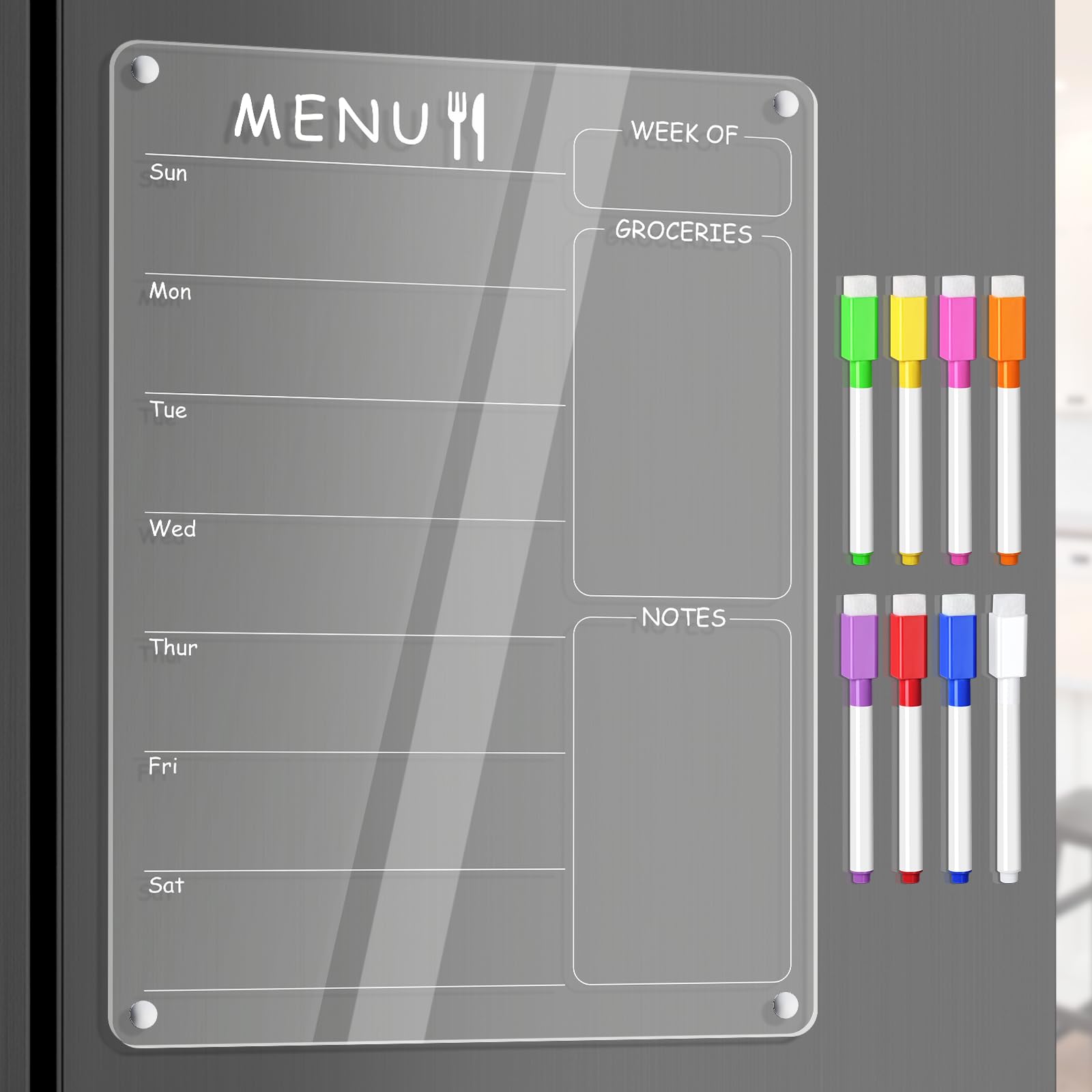 Acrylic Menu Board for Kitchen Weekly Meal Planner Magnetic Planning ...