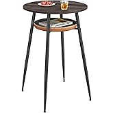 Amazon.com: VASAGLE EKHO Collection - Height Adjustable Bar Table, Round High Pub Table with ...