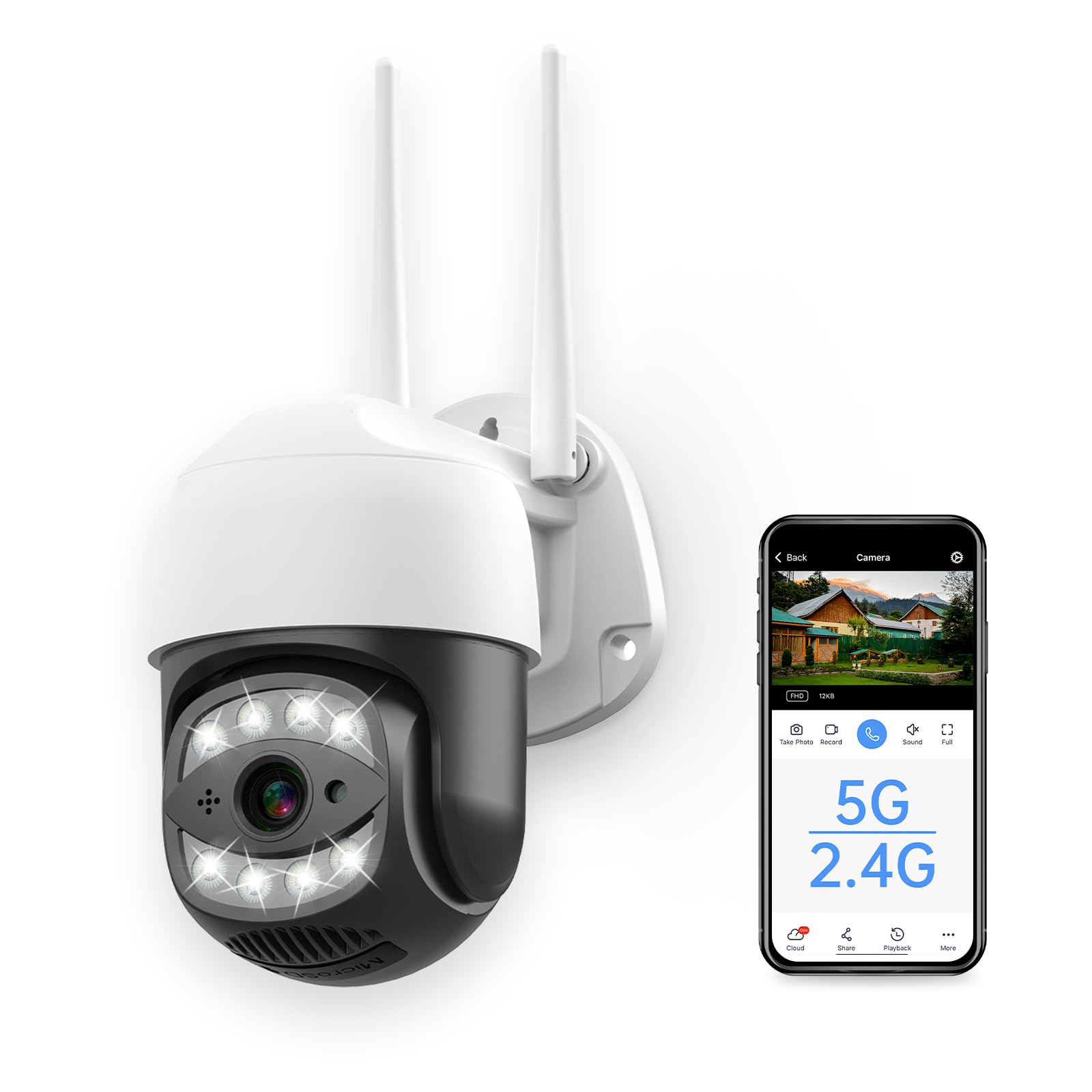 SECUEYE 2MP Dome Camera WiFi 2.4GHz 5GHz Pan/Tilt/Zoom Automatic ...