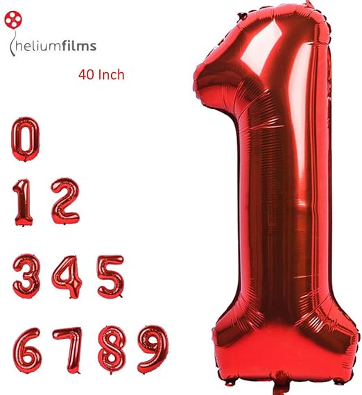 Changzhong Red Number Balloons Large 40 Inch Helium Foil Number 0-9 ...