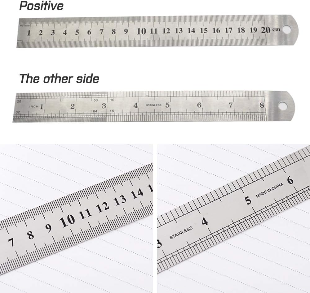 Stainless Steel Ruler, Metal Rule Precision Rule Kit Straight Edge ...