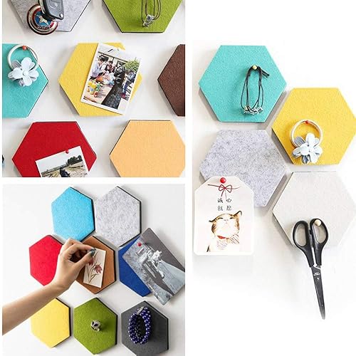 Hexagon Board 3D Felt Tiles with Full Sticky Back, Pin Board Self ...