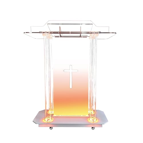 LAYIQDC Church Pulpit with Hollow Cross Design,Led Acrylic Church ...