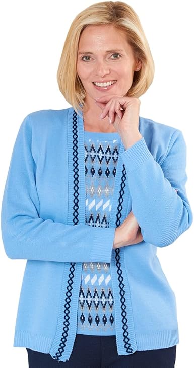 Fashion Friendly Ladies Twin Cardigan (Large, Blue): Amazon.co.uk: Clothing