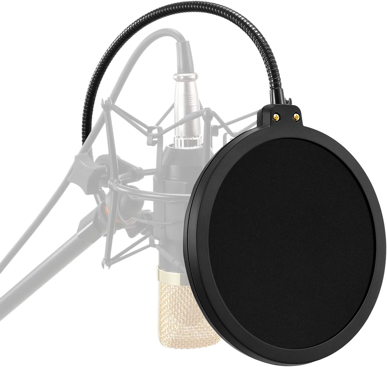 Moukey MPFBK Microphone Pop Filter with Double Layered Wind Pop Screen ...