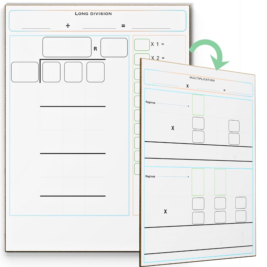 Mua Division Manipulatives 9x12 Long Division White Boards for Students ...