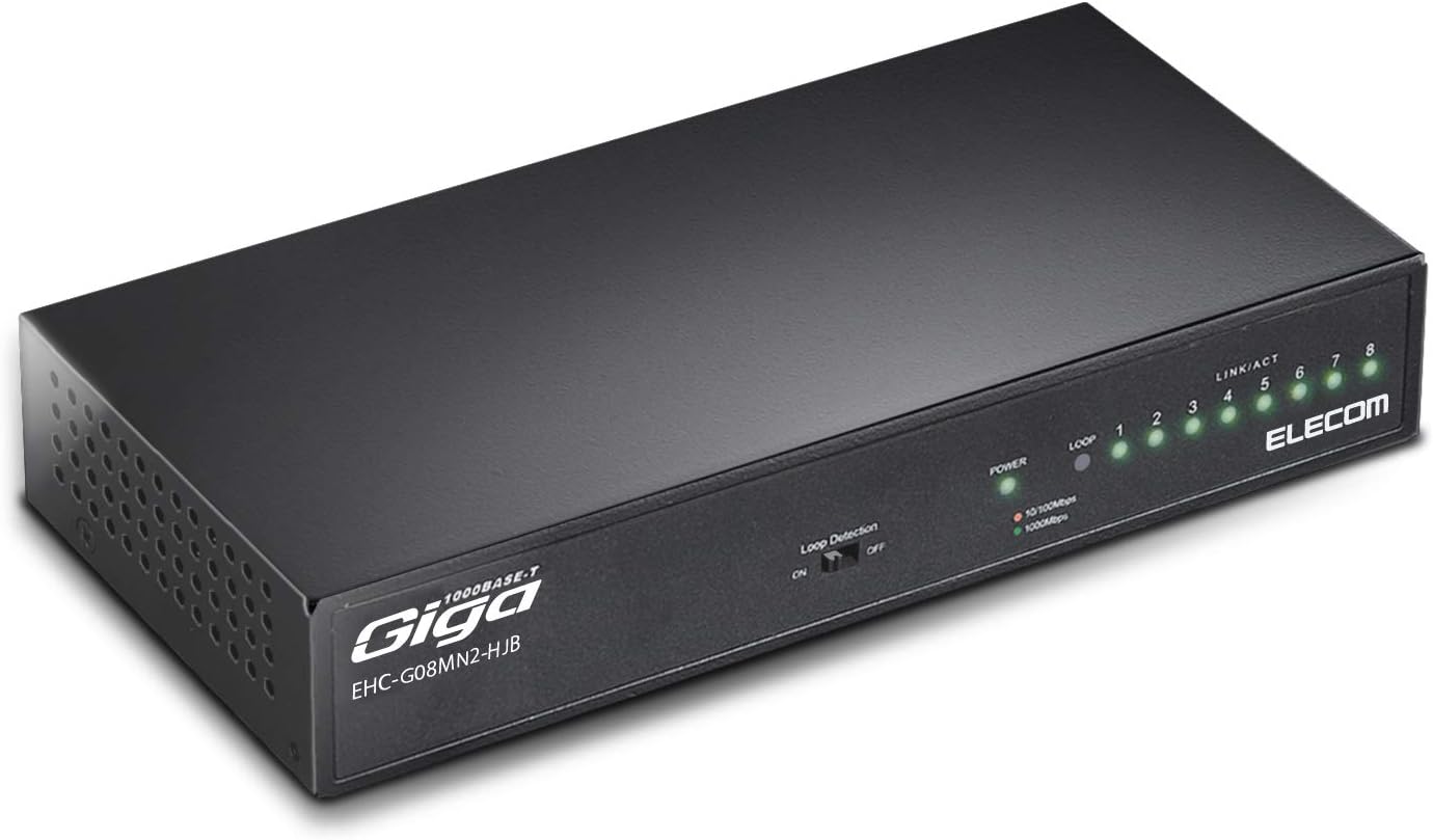 Amazon.co.jp: Elecom EHC-G08MN2A-HJB Gigabit Switching Hub, 8 Ports ...