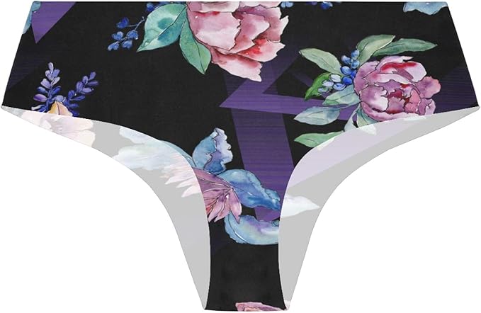 Panties for Women,Purple Bouquet Floral Botanical Flower Pattern,Period ...