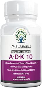 Amazon.com: NatureGenx ADK 10 Supplement | Vitamins D3 10000 IU, K2 ...