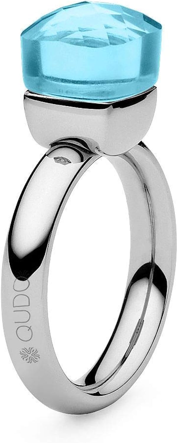 Qudo Firenze Edelstahl Ring mit"aqua" Stein (hellblau): Amazon.de: Schmuck