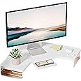 Amazon.com: ROYUMI Corner Monitor Stand Clear Acrylic Leg ＆ Wood Corner ...