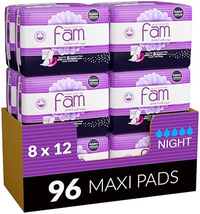 Fam Maxi Sanitary Pad Folded with Wings Night 8 pads, 12 Packs price in ...