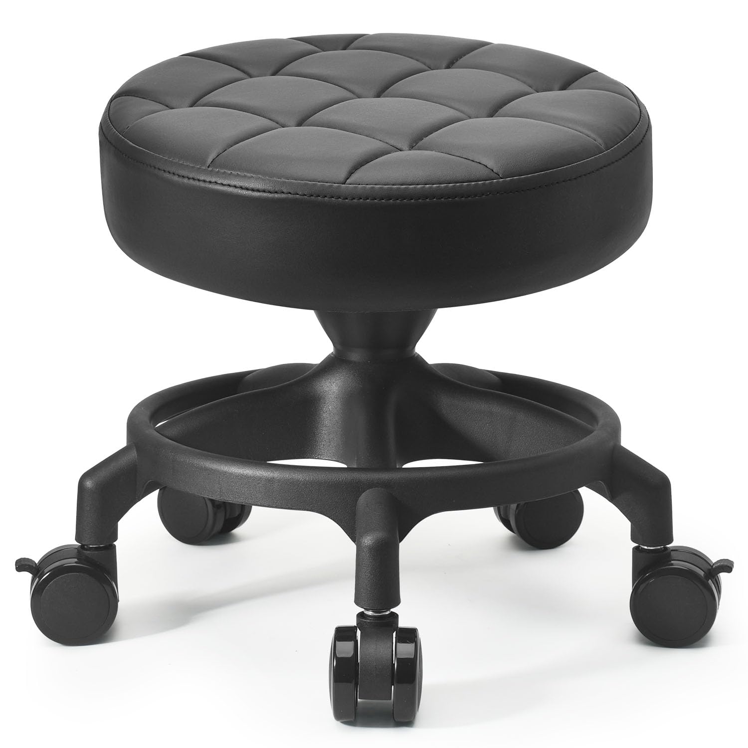 LWADALN Low Height Roller Stool with Universal Caster, Modern Round ...