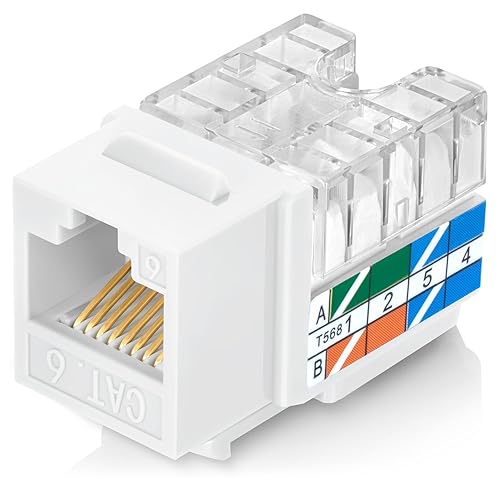 Everest 90° Angled RJ45 Cat6 Keystone Jacks 20-Pack in White - Slim ...