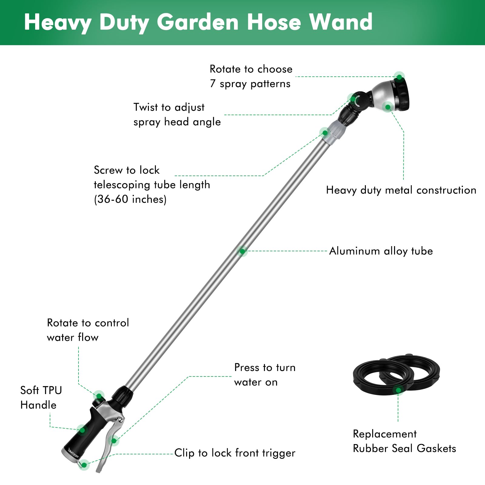 Mua RESTMO 36”-60” (3ft-5ft) Metal Watering Wand, Long Telescopic Tube ...