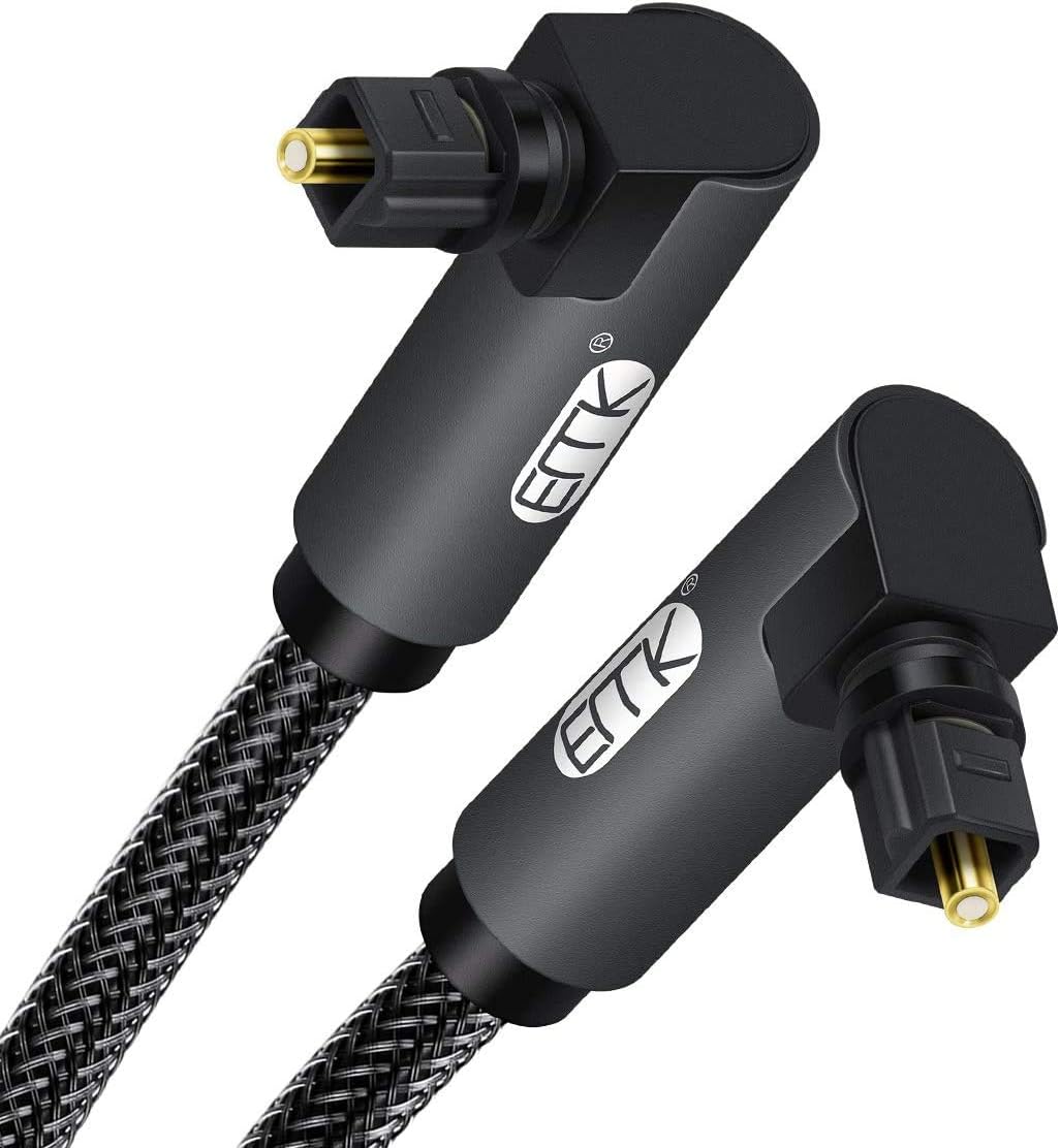Right Angle Optical Cable, EMK [Upgrade] 90 Degree Rotatable TOSLINK ...