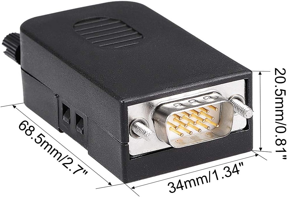 sourcing map DB15-G9 3 Row VGA Adapter Male Shell Breakout Terminals ...