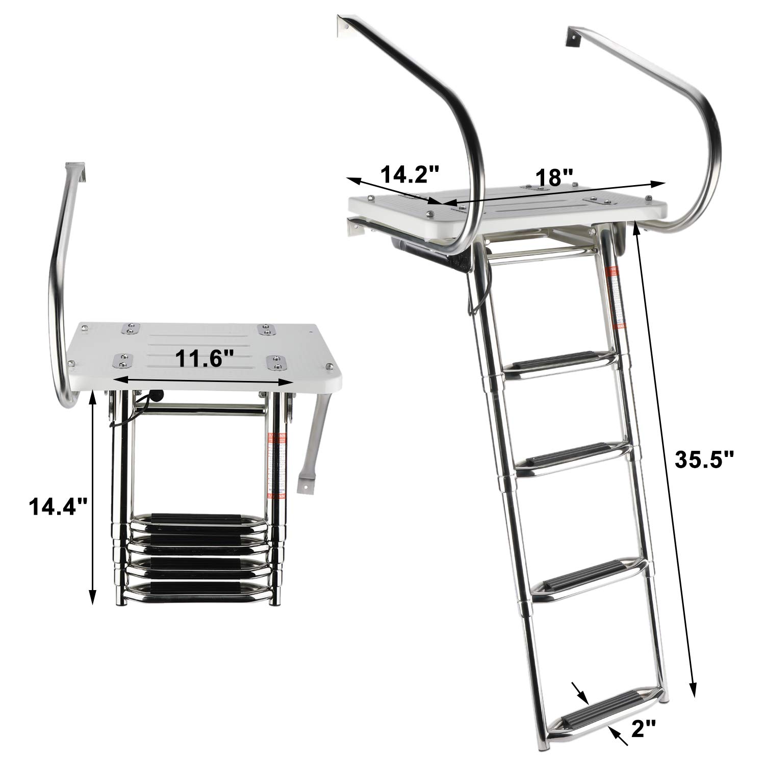 Mua 4 Step Universal Inboard Swim Fiberglass Platform Fold Down Ladder ...