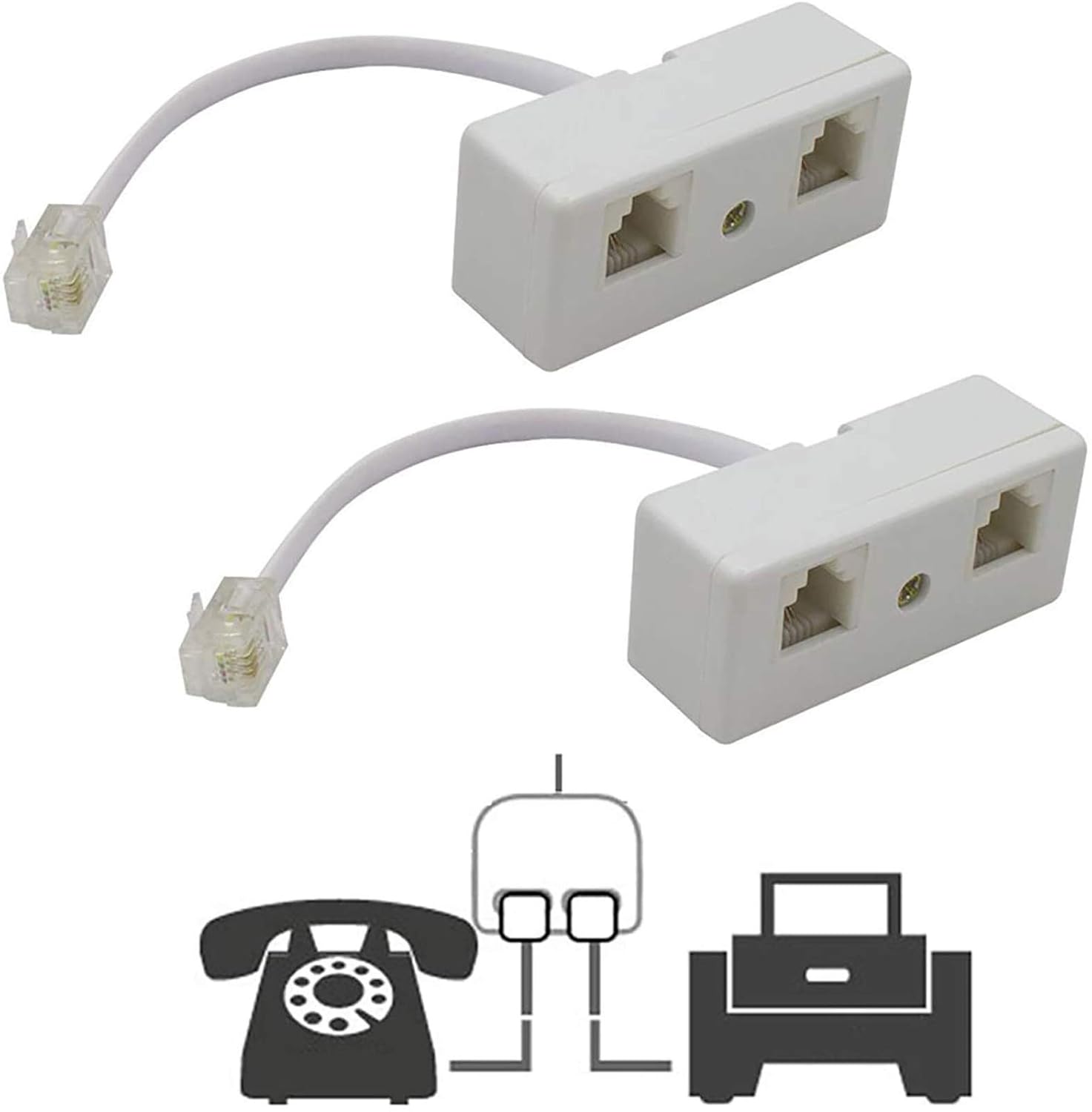 Two Way Telephone Splitters,Uvital Male to 2 Female Converter Cable ...