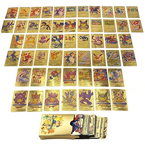 Charizard Cartoon Metal Gold Plated Card, 55 Pcs Charizard Vmax GX DX ...