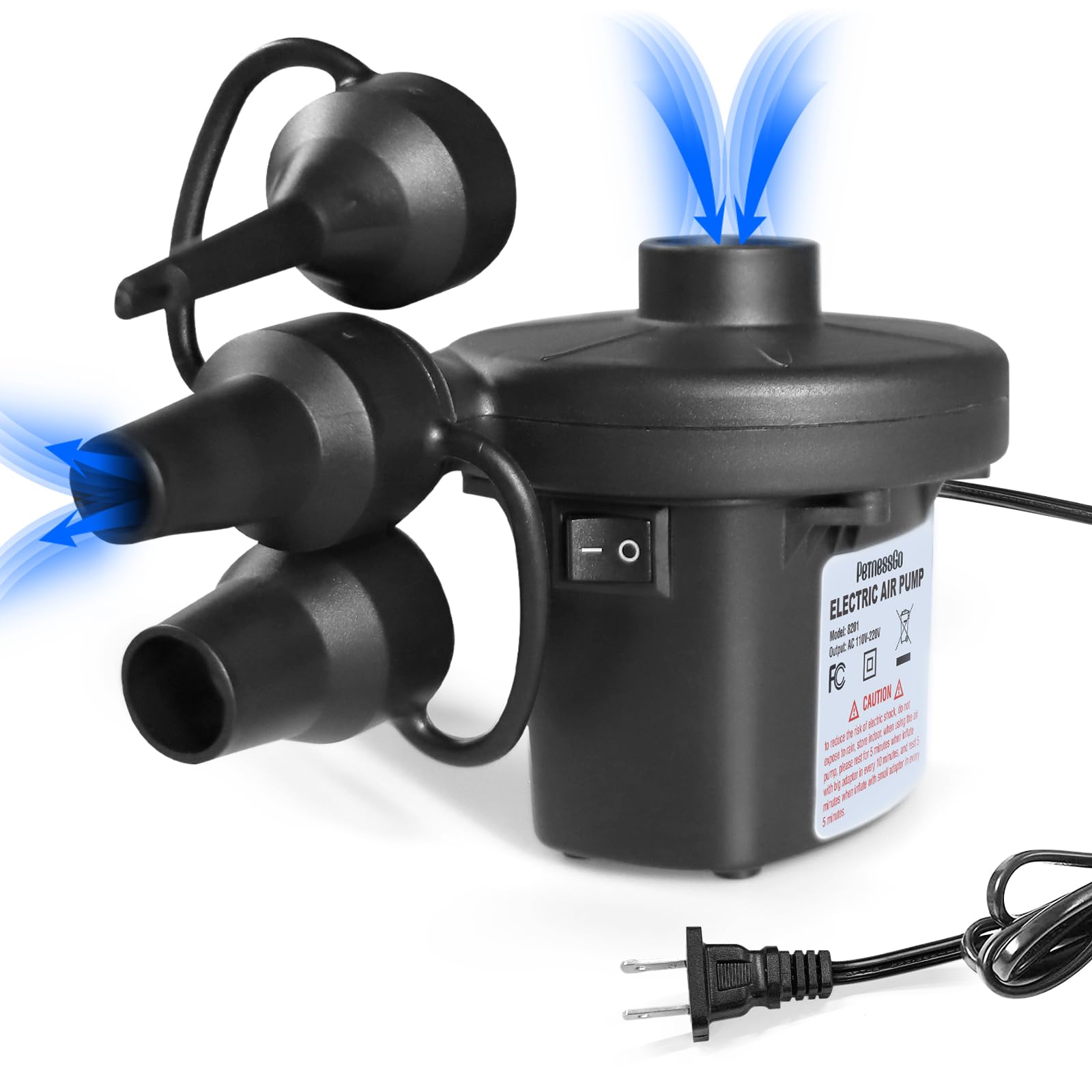 Electric Air Pump Quickly Fill-in Inflate and Deflate Blow up Pool Raft ...