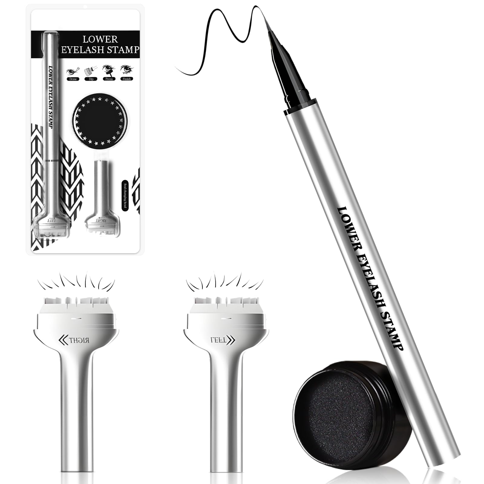 Wugbc Lower Lash Stamp Kit, 2-in-1 Bottom Eyelash Waterproof Black ...