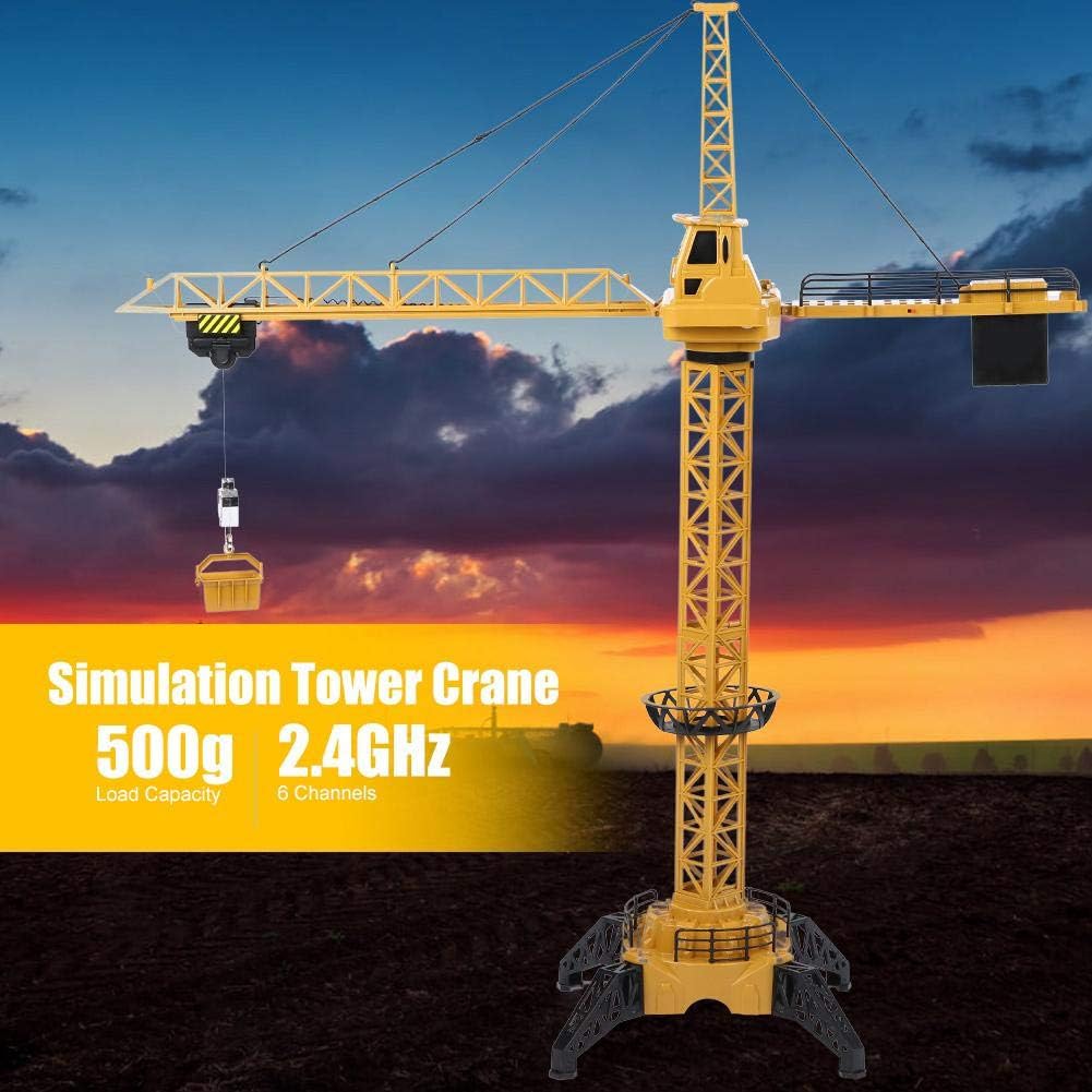 RC Tower Crane Toy, Simulation RC Tower Crane Engineering Vehicle 6 ...