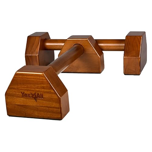 Yes4All Steel/Solid Wood Push Up Stand Parallel Bars Parallettes Non ...