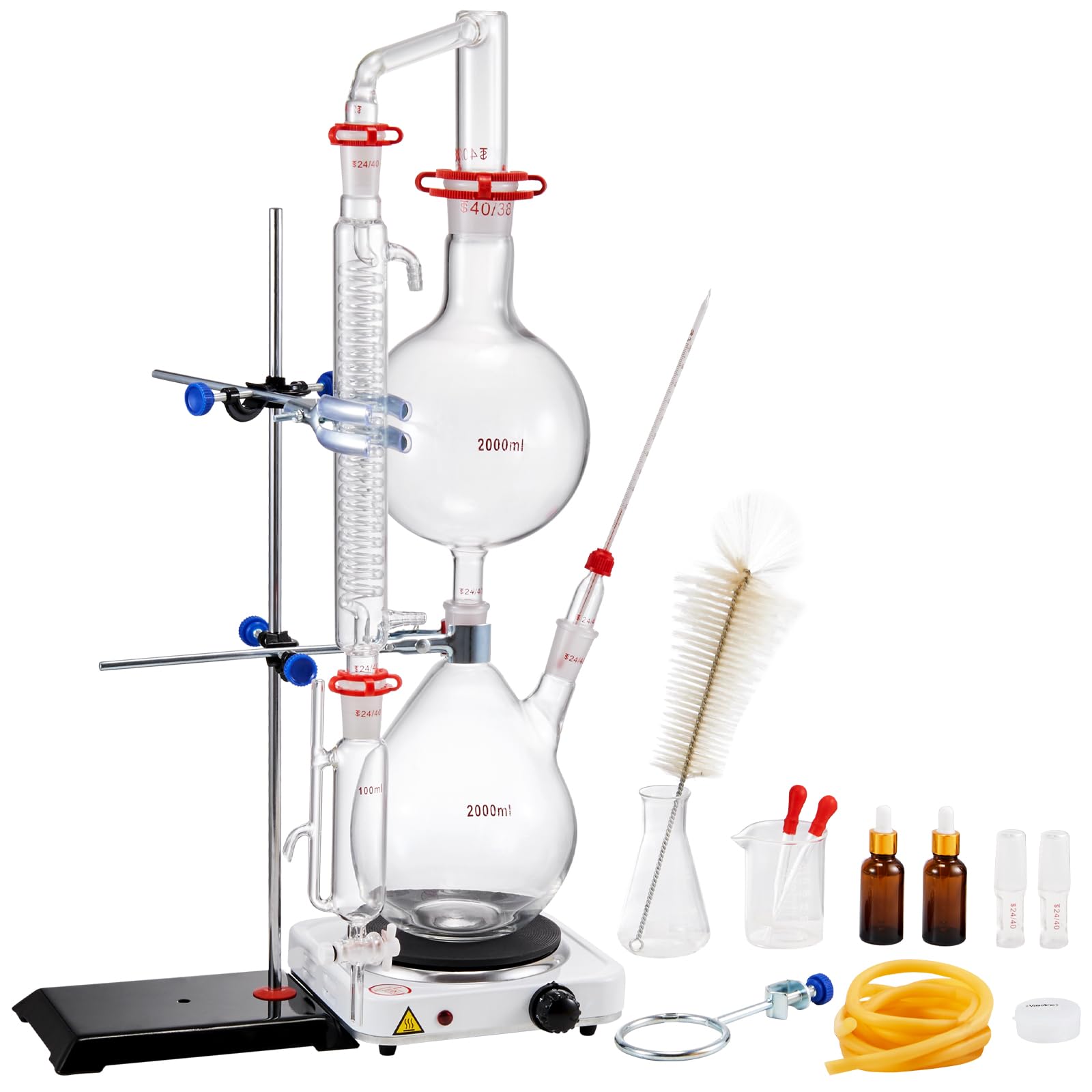 VEVOR Essential Oil Distillation Kit, 2000ml Distillation Apparatus, 3. ...