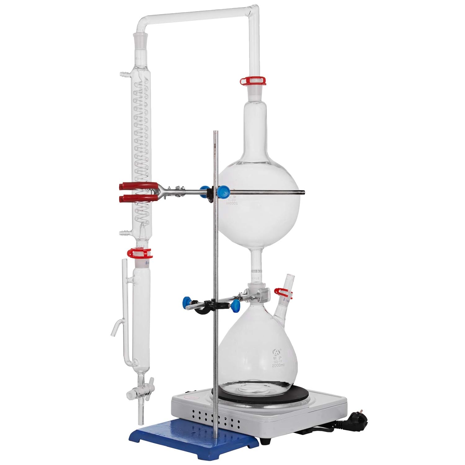 2L Lab Glassware Distillation Kit，Essential Oil Distillation Apparatus ...