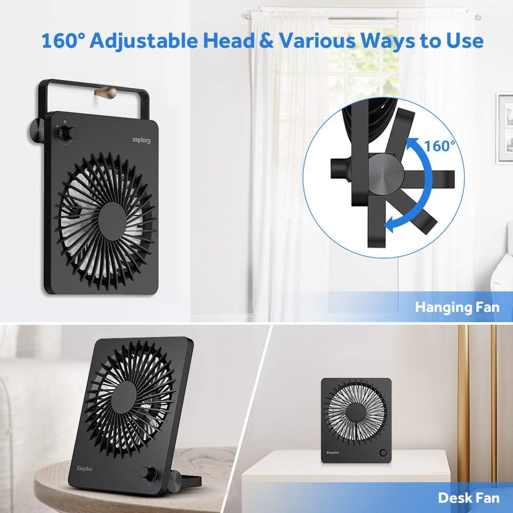 EasyAcc Desk Fan Rechargeable Personal Battery Fan Portable Mini USB ...