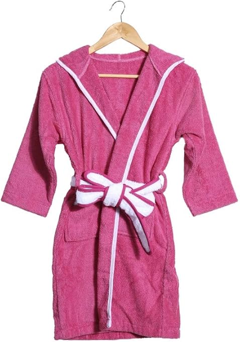 Slumber Party 100% Terry Cotton Bathrobe for Tween Girls Pink (Medium 9 ...