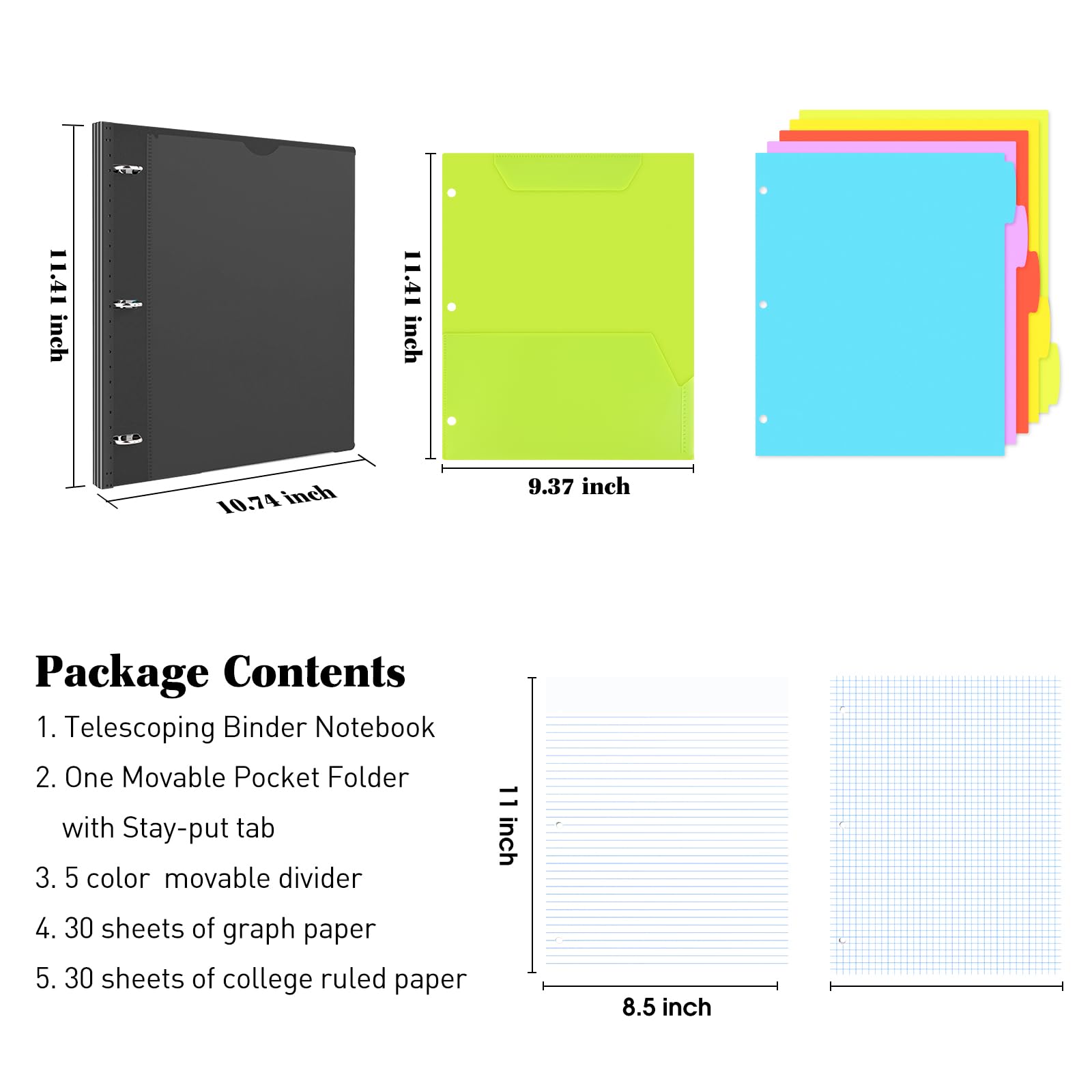 Mua INFUN All-in-one Telescoping Binder Notebook, Refillable 3 Ring ...
