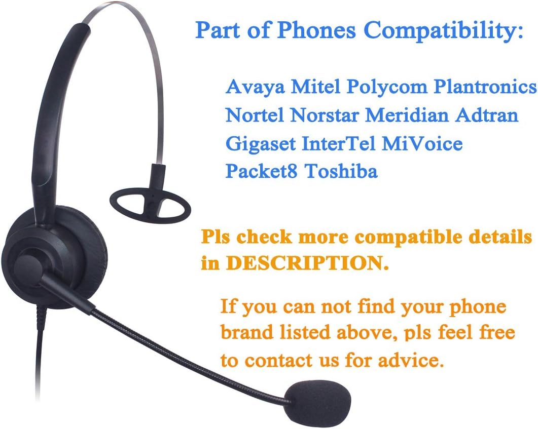 Xintronics Telephone Headset RJ11 Mono with Noise Cancelling Mic for ...