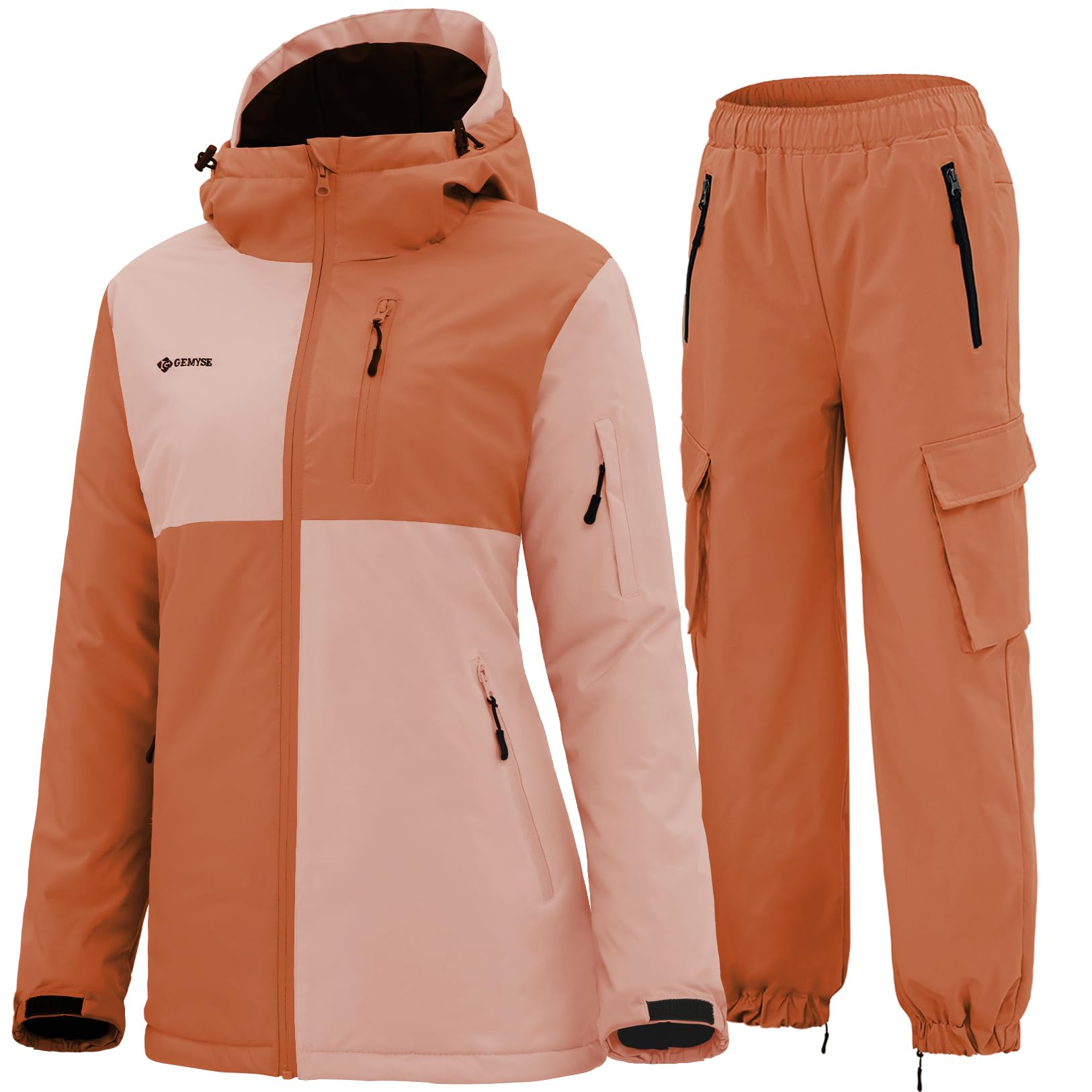 GEMYSE Women's Ski Snow Jackets and Pants Set Windproof Waterproof ...