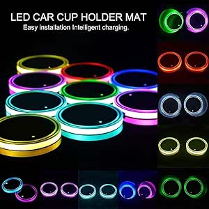 Amazon.com: LED Cup Holder Lights, 2pcs LED Car Coasters with 7 Colors ...