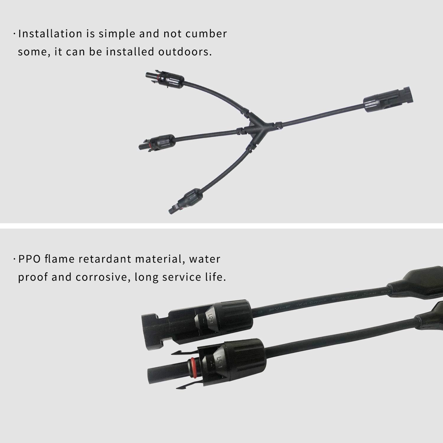 DSOLA MC4 Connector Solar Panel Extension Adaptor Cable Y Branch 1 to 3 ...