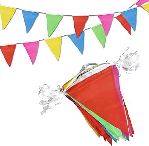 Novelty Place 100 Feet Pennant Banner - 75 Multicolor Bunting Flags ...