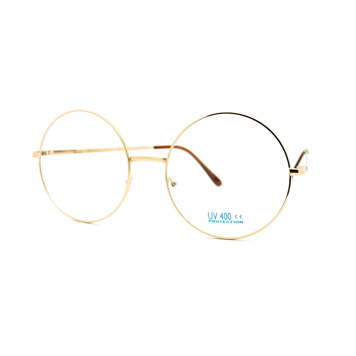 Buy Super Oversized Round Circle Frame Clear Lens Glasses Gold at Amazon.in